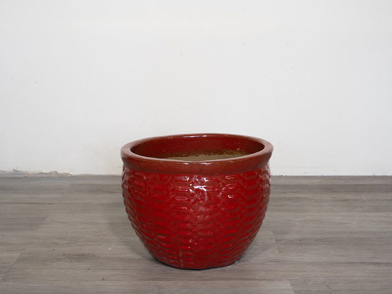 Glazed Pattern Ceramic Pot - Red — The Garden Concept